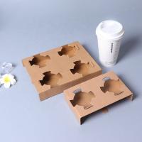 China 4 Cup Disposable Coffee Tray Biodegradable and Compostable Cup Holder Durable Drink Carrier for Hot or Cold Drinks for sale