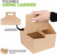 China Disposable Cup Holder for Hot or Cold Drinks 2cups 4 Cups Drink Carrier with Handle Kraft Paperboard Coffee Cup Holder for sale