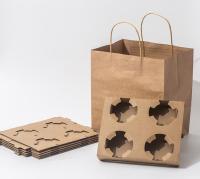 China Biodegradable 2 Cup 4 Cup Disposable Coffee Paper Holder Tray Portable Takeout Coffee Paper Cup Carrier for sale