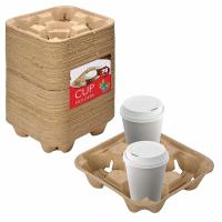 China Take away 2 Cup 4 Cup paper pulp carrier Biodegradable disposable coffee paper cup holder tray for sale