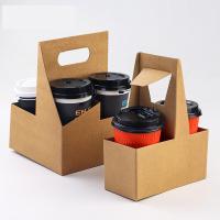 China Biodegradable Disposable Takeaway Hot Drink 2 Cup Holder Takeout 4 Cup Tray Carrier Coffee Paper Cup Holder for sale