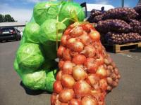 China Plastic , PE , PP Woven Industrial Mesh Bags 50kg For Onions And Eggplant Orange Color for sale