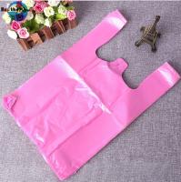 China Eco Friendly Heavy Duty Strong Custom Supermarket Shopping Striped Plastic T-Shirt Bag for sale