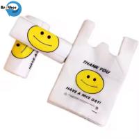 China Supermarket Grocery Plastic T-Shirt Bag Printed Customizable Thank You Bags for Small Business for sale