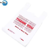 China Eco-Friendly Thank You Plastic T-Shirt Bag Vest Personalized Plastic Bag for Business with Logo for sale