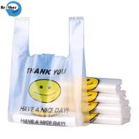 China Eco-Friendly Thank You Plastic T-Shirt Bag Vest Personalized Plastic Bag for Business with Logo for sale