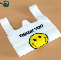 China Supermarket Grocery Plastic T-Shirt Bag Printed Customizable Thank You Bags for Small Business for sale