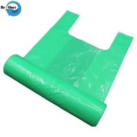 China Custom Food Packaging Plastic Produce T Shirt Bags on Roll for sale