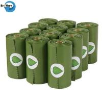 China Manufacturer Wholesale Box Packed Green Bone Shape Pet Waste Bags Dog Poop Bag with Dispenser for sale