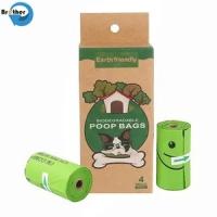 China Manufacturer Wholesale Box Packed Green Bone Shape Pet Waste Bags Dog Poop Bag with Dispenser for sale