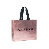 China Glossy PP Woven Laminated Tote Packaging Sewing Reusable Webbing Handle Gift Fashion Eco-Friendly Shopping Bag for sale