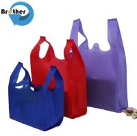 China Cheap Price Emboss Non Woven Advertisement Bag Big Size PP Non Woven Shopping T-Shirt Bags for Supermarket for sale