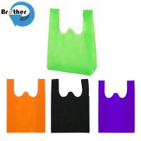 China Cheap Price Emboss Non Woven Advertisement Bag Big Size PP Non Woven Shopping T-Shirt Bags for Supermarket for sale