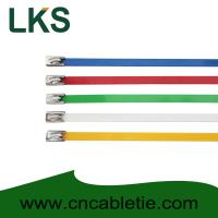 China Colour Coated Ball-lock stainless steel cable tie for sale
