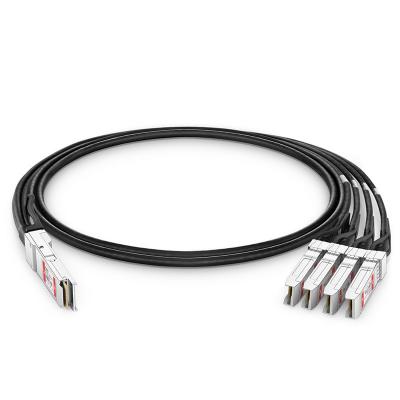 China 40G QSFP to 4xSFP28 Breakout Cable Assembly TPE Jacket 1m Custom Length for sale