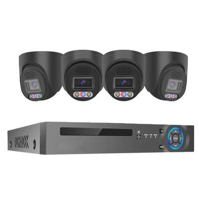 China 8MP 4K 4 Channel PoE NVR Security Camera Kit with Red Blue Light Alarm Outdoor for sale