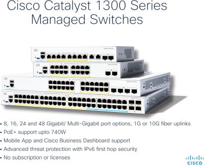 China Original C1300 Series 24-Port Gigabit PoE Switch with 370W PoE Power and Stackable Functionality for sale