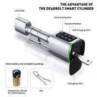 China Tuya App Compatible Smart Cylinder Lock for 35-45mm Door Thickness Wood Aluminum Doors for sale