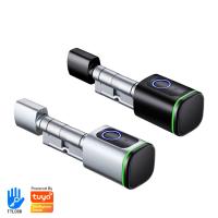 China Industry Optimized TUYA APP Smart Silver Fingerprint Cylinder Lock for Fashionable Style for sale