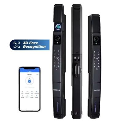 China Waterproof IP 64 Wifi Black 3D Face Recognition Smart Door Lock Camera with TUYA App for sale