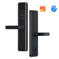 China Modern Simplicity Style TUYA Smart Fingerprint Door Lock for Aluminum Wood Steel Doors for sale