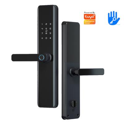 China Modern Simplicity Style TUYA Smart Fingerprint Door Lock for Aluminum Wood Steel Doors for sale