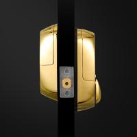 China Wood Door High Security Gold Color Waterproof Sliding Smart Fingerprint Door Lock 42.1 * 35.6 * 51.5 cm for sale