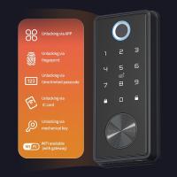 China Aluminum Door T1 Mute TUYA Smart Lock Zinc Alloy Black Silvery CN FUJ Wifi Blue Tooth for sale