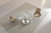 China T1043 Stainless Steel Frame Round Dining Table Avant-Garde Star Mirror Chrome Round Tempered Glass Dining Table for sale