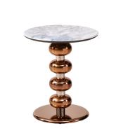 China P52-Rose Gold Stacked Sphere Marble Side Table for sale