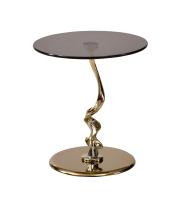 China PC50G Twisted Chrome Clear Glass Side Table for sale