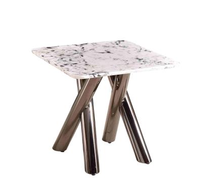 China T1052 Cross Leg Mirror Chrome Marble Square Side Table for sale