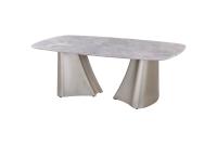 China T1056 Luxury Curved Brass Base Marble coffee Table Sculptural Wave Brushed Gold Base Marble coffee Table for sale