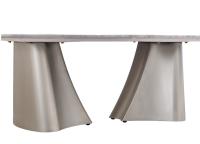 China T1056 Luxury Curved Brass Base Marble coffee Table Sculptural Wave Brushed Gold Base Marble coffee Table for sale