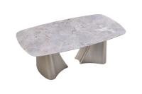 China T1056 Luxury Curved Brass Base Marble coffee Table Sculptural Wave Brushed Gold Base Marble coffee Table for sale