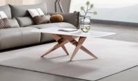 China T1036 Living Room Modern Coffee Table Brushed Gold Modern Shaped White Sintered Stone Coffee Table for sale