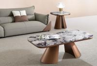 China T1038 Living Room Furniture Metal Coffee Table Luxury Cloud Marble Coffee Table with Bronze Legs for sale