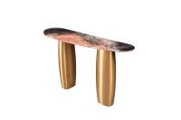 China T1031 Luxury Marble Console Table with Sculptural Hourglass Gold Legs for sale