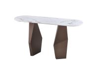 China T1055 Bronze Base Oval Marble Console Table Console Table Modern Hallway Furniture for sale