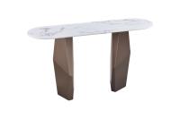 China T1055 Bronze Base Oval Marble Console Table Console Table Modern Hallway Furniture for sale