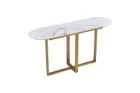 China T961-1 Irregular luxury console table modern console table Gold Frame Oval Marble Console Table for sale