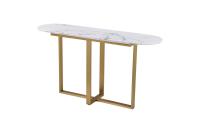 China T961-1 Irregular luxury console table modern console table Gold Frame Oval Marble Console Table for sale