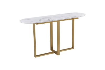 China T961-1 Irregular luxury console table modern console table Gold Frame Oval Marble Console Table for sale