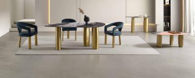 China T1031 Luxury Dark Vein Sintered Stone Oval Dining Table for sale