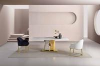 China T1029 Light Luxury White Marble Sintered Stone Rectangular Dining Table for sale