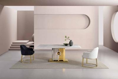 China T1029 Light Luxury White Marble Sintered Stone Rectangular Dining Table for sale