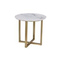 China T961-1Stainless Steel Leg  Accent Table Modern Round Marble-Effect Side Table with Cross Brushed Gold Metal Frame for sale