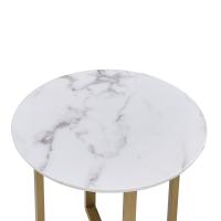 China T961-1Stainless Steel Leg  Accent Table Modern Round Marble-Effect Side Table with Cross Brushed Gold Metal Frame for sale