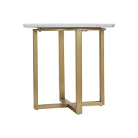 China T961-1Stainless Steel Leg  Accent Table Modern Round Marble-Effect Side Table with Cross Brushed Gold Metal Frame for sale