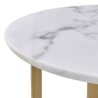 China T961-1Stainless Steel Leg  Accent Table Modern Round Marble-Effect Side Table with Cross Brushed Gold Metal Frame for sale